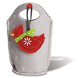 Cardinal Ornament Christmas Felt Treat Bags - Set of 5 Gift Bags for Children Holiday Parties Teachers Decorations