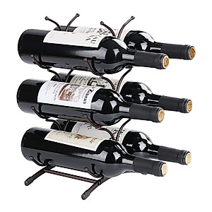 SCDGRW Wine Racks Countertop, 9 Bottles Wine Holder for Wine Storage, Small Wine Rack, Modern Black Metal Wine Holder Stands, Wine Storage for Pantry, Bar, Cabinet, No Assembly Required