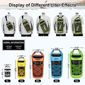 Piscifun Dry Bag, Waterproof Floating Backpack with Waterproof Phone Case for Kayking, Boating, Kayaking, Surfing, Rafting and Fishing, Army Green 5L