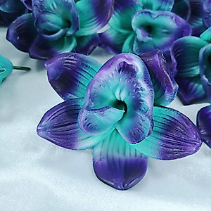 Lily Garden Big Orchids Flower Head Blue and Purple Cymbidiums Hybridum 5" Real Touch Artificial Flowers Wholesale 24pcs