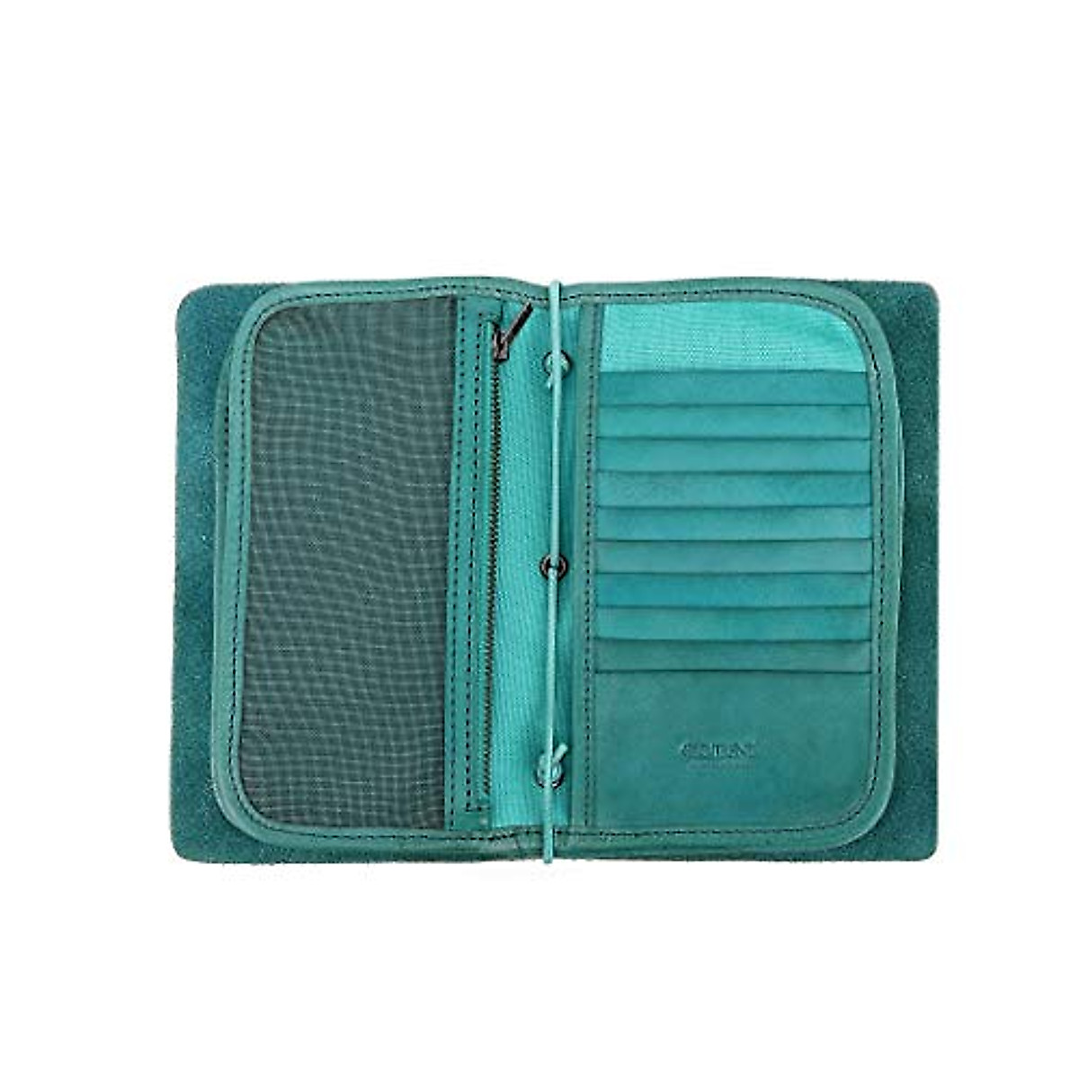 OLD TREND Leather Clutch Nomad Organizer Wallet (Aqua)