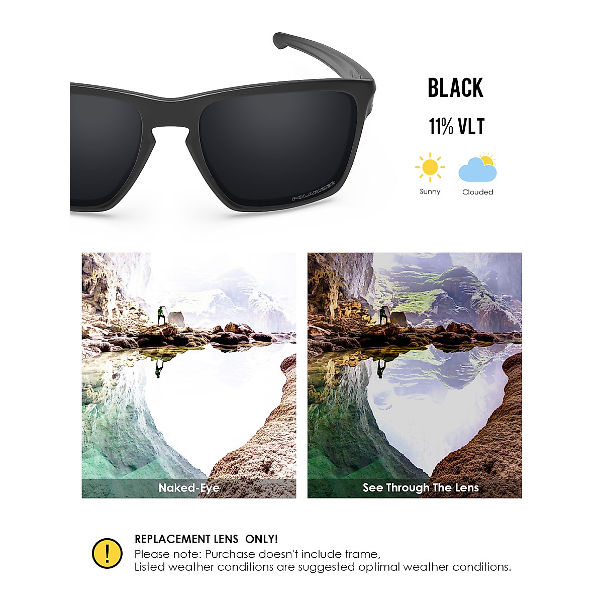 BLAZERBUCK Anti-salt Polarized Replacement Lenses for Oakley Sliver XL OO9341 - Black
