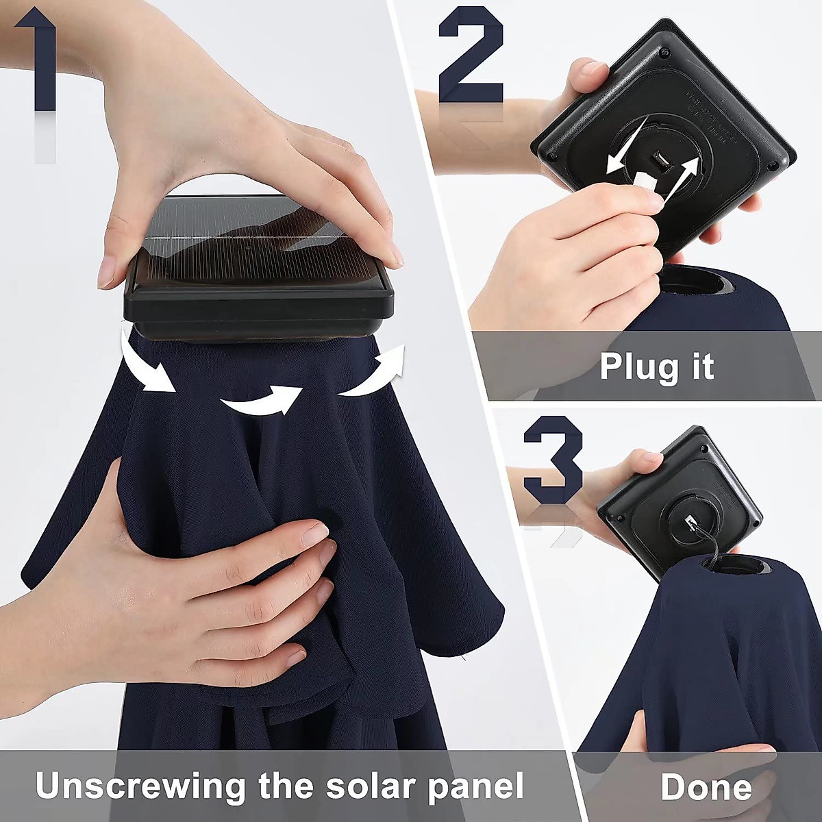 ABCCANOPY Durable Solar Led Patio Umbrellas with 32LED Lights 9FT (Navy Blue)