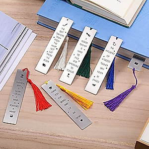 6 Pieces Teacher Metal Bookmark Teachers Appreciation 2022 Graduation Present Teacher Present for Student Teacher (Silver)