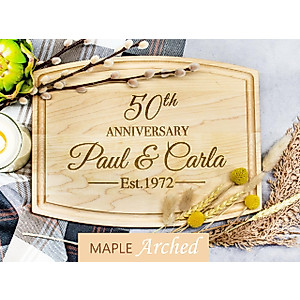 Personalized Wood Cutting Board Handmade in USA – Best Serves as Chopping board, Charcuterie board, Cheese board – Unique Wooden 50th Wedding Anniversary Gift for Couple, 50th Anniversary Couple Gift