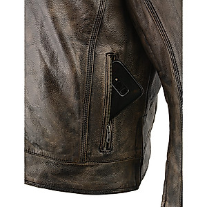Milwaukee Leather Men's Distressed Scooter Jacket w/Venting Distressed Brown (Medium)
