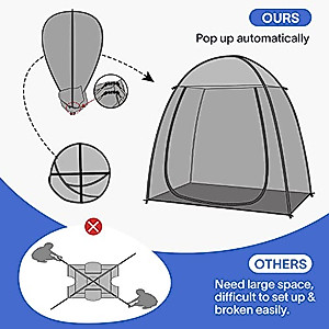 EighteenTek Screen House Room Pop Up Gazebo Outdoor Camping Canopy Tent Sun Shade Shelter Mesh Walls Not Waterproof 7’x4’x6.5’H Beige