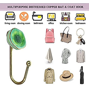 Mascot Hardware Crackle Glaze 5-1/5 in. Green & Gold Single Hook, Wall Coat Hook, Decorative Robe Hook, Scarf, Bag, Towel, Hat etc for Kitchen Bathroom Office