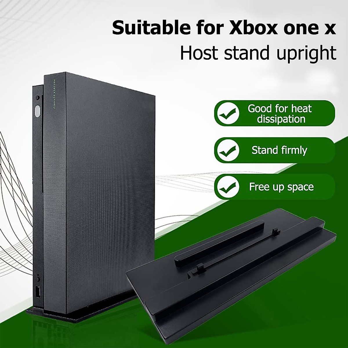 CKXIN Vertical Stand for Xbox One X, Xbox One X Console Stand, Base Vertical Xbox One X Holder Stand - Black