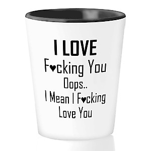 Bubble Hugs Family Shot Glass 1.5oz - I Fcking Love You - Husband Funny Dad Wife Spouse Fiance Fiancee Daughter Children Son