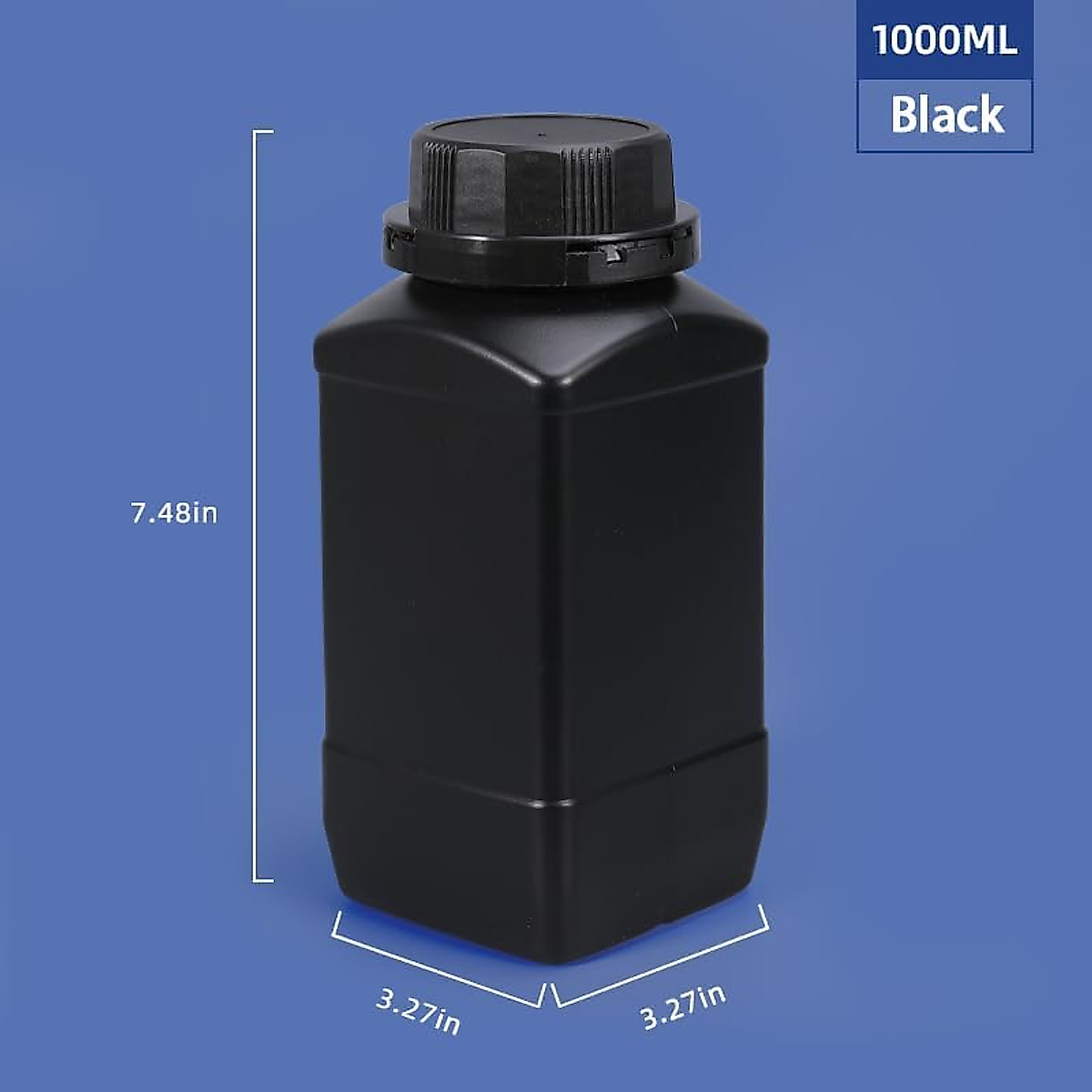 ASEVAT 34oz Plastic Lab Chemical Reagent Bottles, Square Sample Storage Container, Plastic Chemical Container Bottle with Anti-theft Cap, Wide Mouth Sample Sealing Storage Bottles (5Pcs)