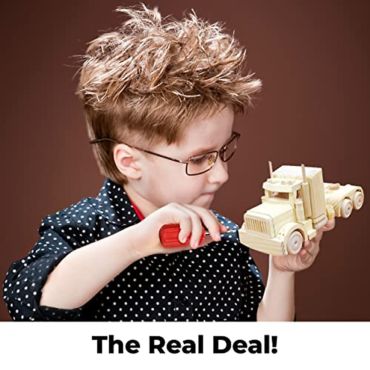 Kraftic Woodworking Building Kit for Kids and Adults, 3 Educational DIY Carpentry Construction Wood Model Kit Toy Projects for Boys and Girls - Build a Wooden Military Jet Race Car and Tractor Trailer