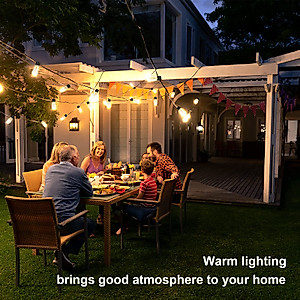31 Feet Solar Outdoor String Lights Vintage Bulbs with 20 Dimmable Warm White Solar Powered LED Bulbs Waterproof Shatterproof Energy Saving LED Light with Solar Panel for Home Garden Festival Wedding