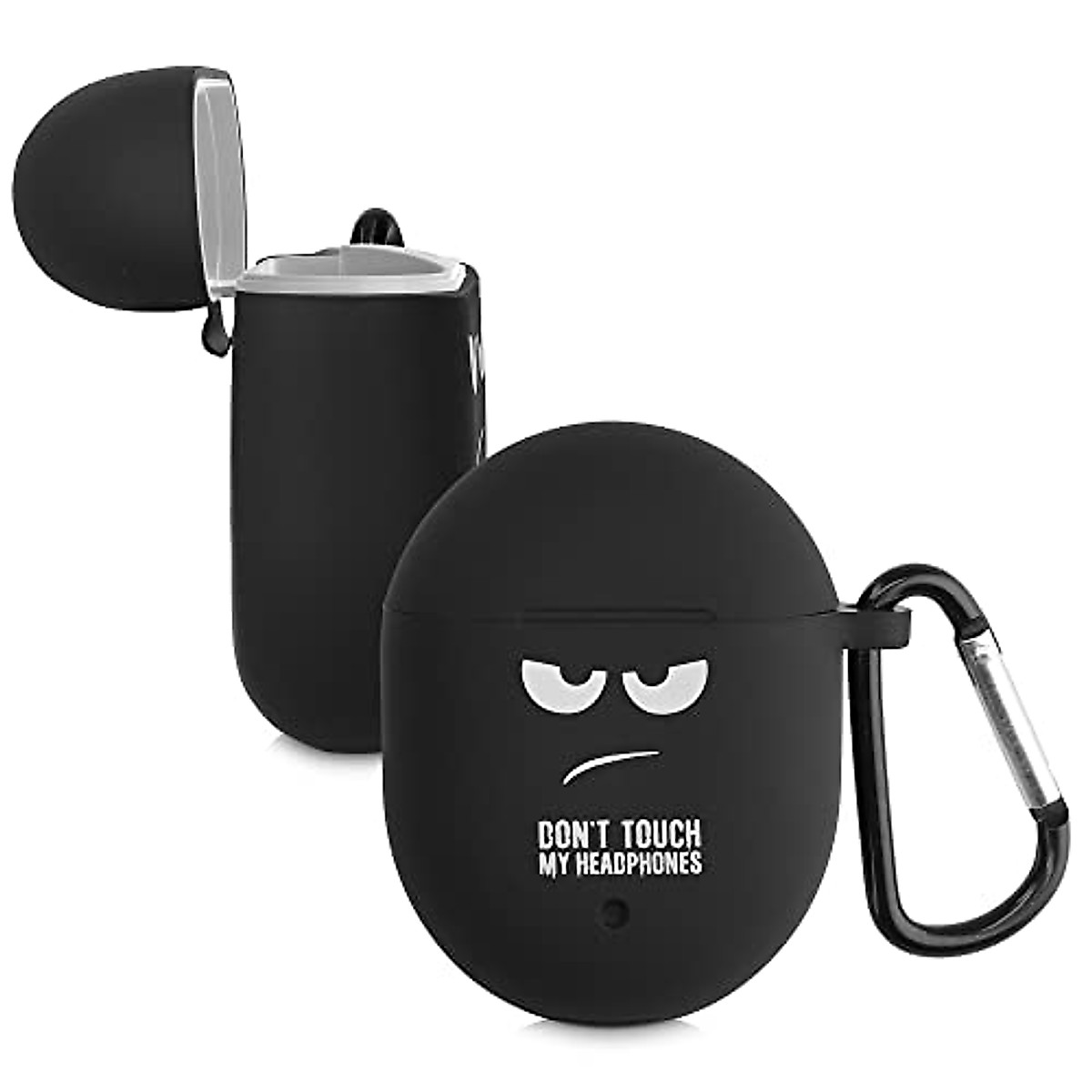 kwmobile Silicone Case Compatible with Google Pixel Buds 2 (2020) - Case Soft Cover - Don't Touch My Headphones White/Black/Black