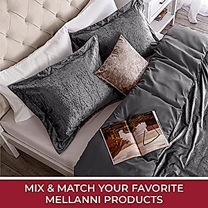 Mellanni Velvet King Duvet Cover Set - Fade, Stain, Shrink, and Wrinkle Resistant - King Gray Comforter Cover Set - 8 Ties & Hidden Button Closure - Duvet Cover with 2 Pillow Shams (King, Gray)