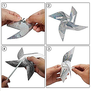 Tsocent Pinwheels (Pack of 12) - Toy Wind Spinners and Party Favors Gifts for Kids, Outdoor Decorational Pinwheels for Yard and Garden (Blue)