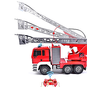 fisca RC Truck Remote Control Fire Engine Truck 9 Channel 2.4G Hobby Electronics Toys with LED Lights Simulated Sounds for Kids