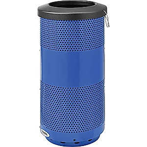 Global Industrial 20 Gallon Perforated Steel Receptacle with Flat Lid, Blue