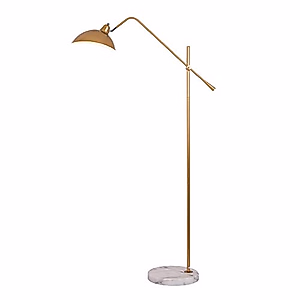 AVEO Floor lamp LED Floor Lamp Nordic Minimalist Marble Base Floor Light Gold Wrought Iron Lampshade Adjustable Living Room Reading Lamp Floor Light (Color : Gold)
