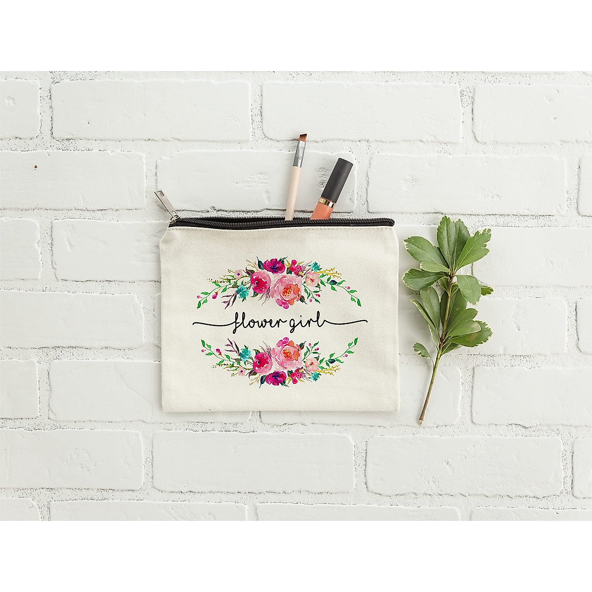 Moonwake Designs Flower Girl Makeup Bag, Flower Girl Gift, Bridal Party Favor, Cosmetic Pouch, Wedding Party Gift, Gift from Bride