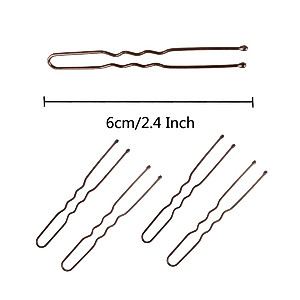 U Shaped Hair Pins，200Pcs 6cm Bun Hair Pins with Storage Box by PEOUWNES, Brown