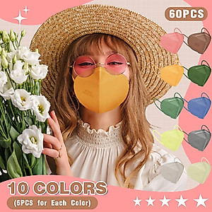 XDX KN95 Face Masks, 60PCS Individually Wrapped KN95 Pink Masks for Adults, 5 Layer Breathable Masks Disposable with Designs, Filter Efficiency ≥95%, Dusty Rose