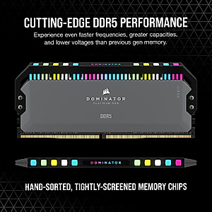 CORSAIR DOMINATOR PLATINUM RGB DDR5 RAM 64GB (2x32GB) 5200MHz CL40 AMD EXPO iCUE Compatible Computer Memory - Gray (CMT64GX5M2B5200Z40K)
