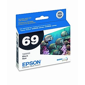 Epson 69 Durabrite Ink Cartridges (Black) 2/Pack in Retail Packaging