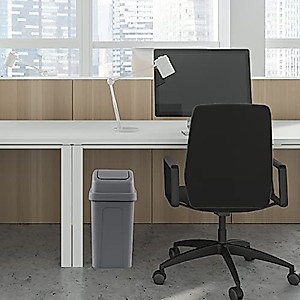 Ramddy 3 Pack Plastic Garbage Can, Gray, 7 L Trash Can with Swing Lid