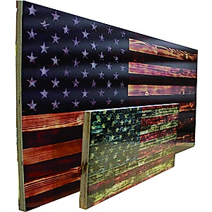 BackYardGamesUSA Premium Wood Wall Art Decor - PATRIOTIC Flags - 24x48 or 12x24, Ready to Hang Home Decor Picture for Living Room (Rustic Wood Flag, 24x48)