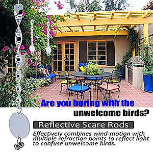 ELECTRFIRE 15 Inch Garden Reflective Scare Rods 8 Pack for Yard, Upgraded Reflective Spiral Scare Rods Outdoors, Keep Birds Away from Garden Yard