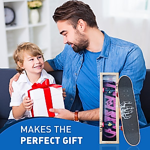 Mini Skateboards for Kids & Adults Braille Skateboarding 11” First Try Pro Fingerboard Hand Skateboard Toy Set, Handboard Finger Board + Real Tools, Deck Grip Tape, Adjustable Hardware, Wheels, Trucks