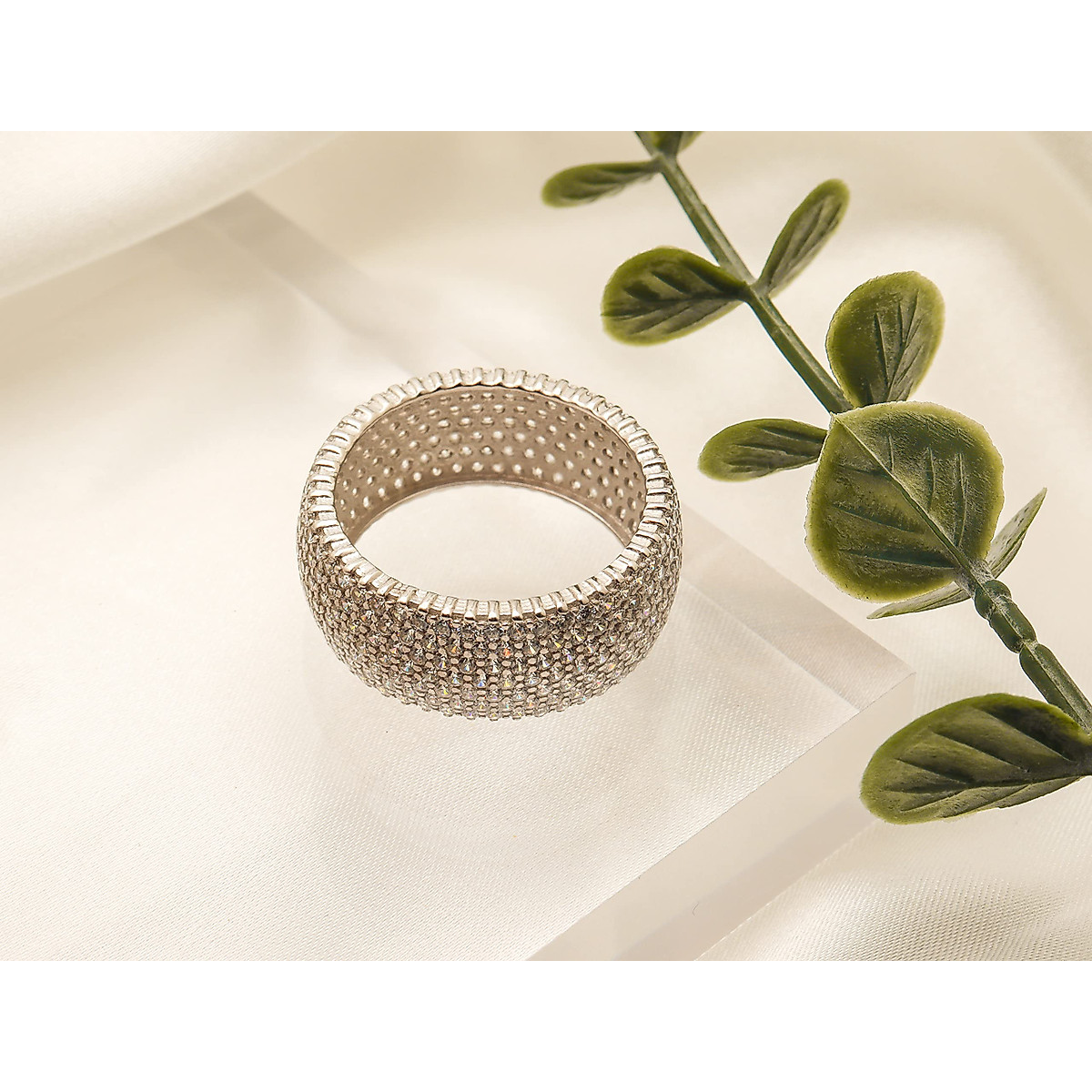 925 Sterling Silver Eternity Ring 7 Row Cubic Zirconia Micro-pave Set Engagement/ Wedding Ring (sterling-silver, 6)