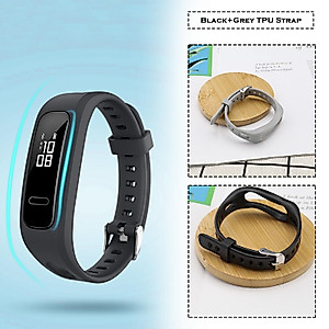 SING F LTD 2Pcs Watch Strap Replacement Compatible with Huawei Honor Band 3e/4e TPU Adjustable Watch Band Waterproof Wrist Strap 150~220mm Black Grey