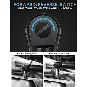 S-LONG Extended Cordless Ratchet Wrench Set, 3/8" 400 RPM 12V Power Electric Ratchet Driver with 12 Sockets, Two 2000mAh Lithium-Ion Batteries and 60-Min Fast Charge