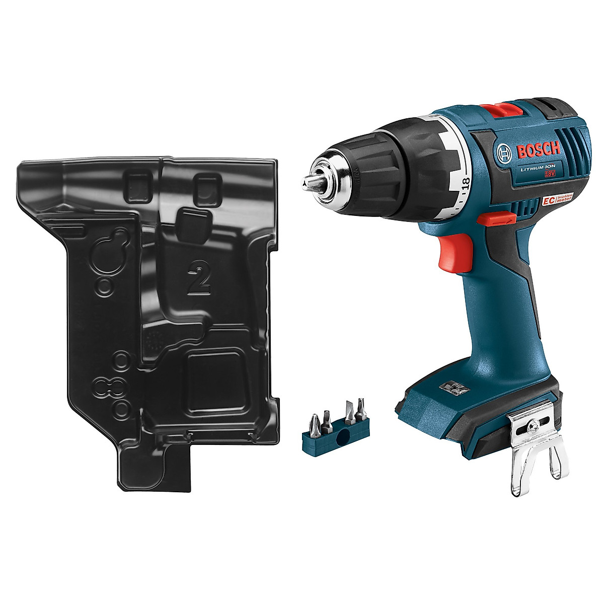 Bosch DDS182BN Bare-Tool 18-volt Brushless 1/2-Inch Compact Tough Drill/Driver with Insert Tray for L-Boxx, Blue