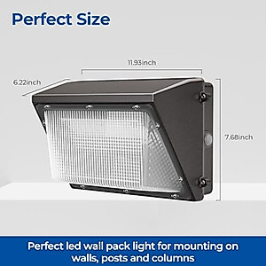 CINOTON 90W UL Listed 12000LM Outdoor Led Wall Pack Light with Dusk-to-Dawn Photocell Sensor, IP65 Waterproof 5000K Daylight Wall Mount Lights, Support 110-277V AC Power Replace [400W HID/HPS]