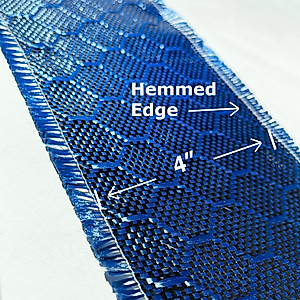 KARBXON - 4 in x 5 ft – Beehive Weave - Carbon Fiber Aramid Fabric - Blue - 3K - 240g/meter - Beehive Weave 4” Wide Hemmed Fabric for Repair, DIY Projects (5, Ft)