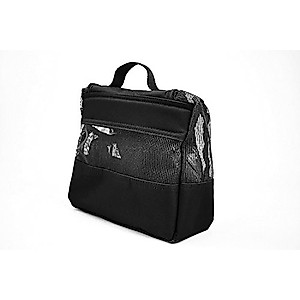 The Fine Living Co. Portable Hanging Shower Caddy Organizer Bag (Free Toiletries Case+Metal Hook) Quick Dry Mesh Shower Caddy Tote Bag Pouch For Bathroom College Dorm Camp Gym Camping 10”x4”x9”(Black)