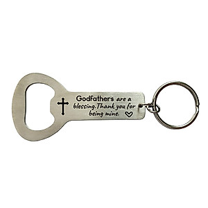 Godparents Proposal Gifts for Baptism Godfathers are a Blessing Thank You for Being Mine,New God Parents Christening Gift Stainless Steel Bottle Opener Keychain