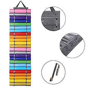 AROUY Vinyl Storage Organizer - Vinyl Roll Holder Wall Mount/Over The Door, Craft Vinyl Storage Rack, Hanging Organizer Storage with 24 Roll Compartments (24 - Gray)