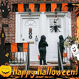 2 Pack 10 Feet Black Orange Halloween Parade Float Decorations for Trailer Car, Foil Fringe Tinsel Streamers Banner Garland for Halloween Graduation Homecoming Party Decoration (Black Orange)