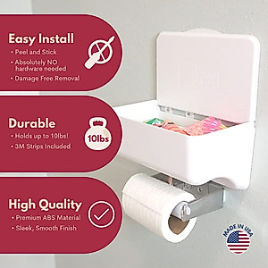 Bathroom Wipes Holder Dispenser with Shelf – Restroom Organizer & Toilet Wipe Holder for Bathroom Must Haves – Tool Free Wall Mounted Storage Baby Wipe Container by Storage Theory – Gray – 1 Pack