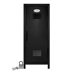 Mini Locker with Lock and Key Black -10.75" Tall x 4.125" x 4.125"