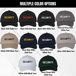 Army Universe Security Structured Adjustable Hat Six Panel Mid Profile Uniform Guard Officer Baseball Cap (Navy Blue with White Text)