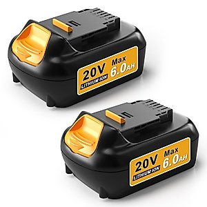 COMRGIKE Upgraded 2Pack 6.0Ah Replacement for Dewalt 20V Battery Compatible with Dewalt 20V Max Battery DCD/DCF/DCG/DCS Series Tools for Cordless Power Tools…