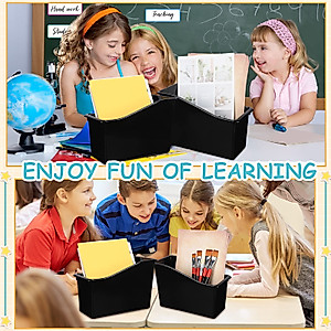 Fuutreo 12 Pieces Book Bins for Classroom Plastic Binder Holder Magazine Stuff Folder File Organizer Box for Home Office School Supplies (Black)