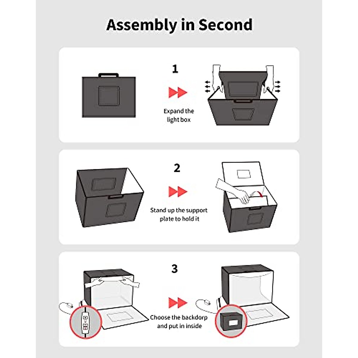 Glendan Portable Light Box Photography, 16"x12" Professional Dimmable Photo Box with 112 High Color Rendering Index LED Lights & 8 Color PVC Backdrops for Jewelry and Small Item Product Photography