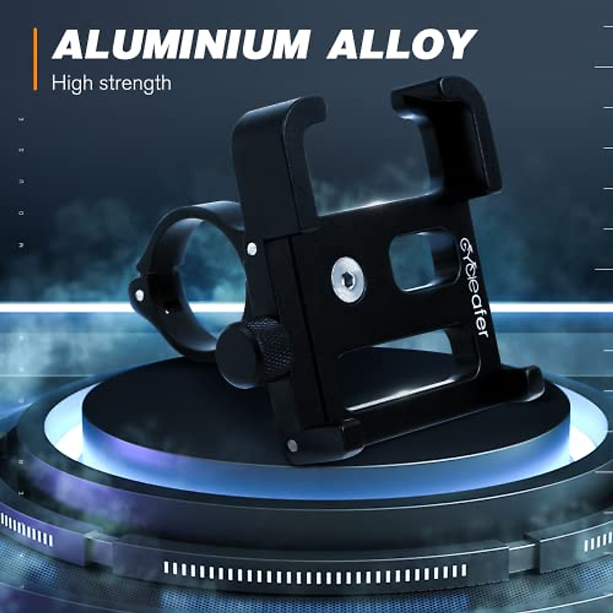 Cycleafer Bike Phone Holder & Motorcycle Phone Mount for Hands-Free Navigation with iPhone 14 Plus/Pro Max, 13 Pro Max, S9, S10 & Other 4.7"-6.8" Smartphones, Scooter Phone Clip