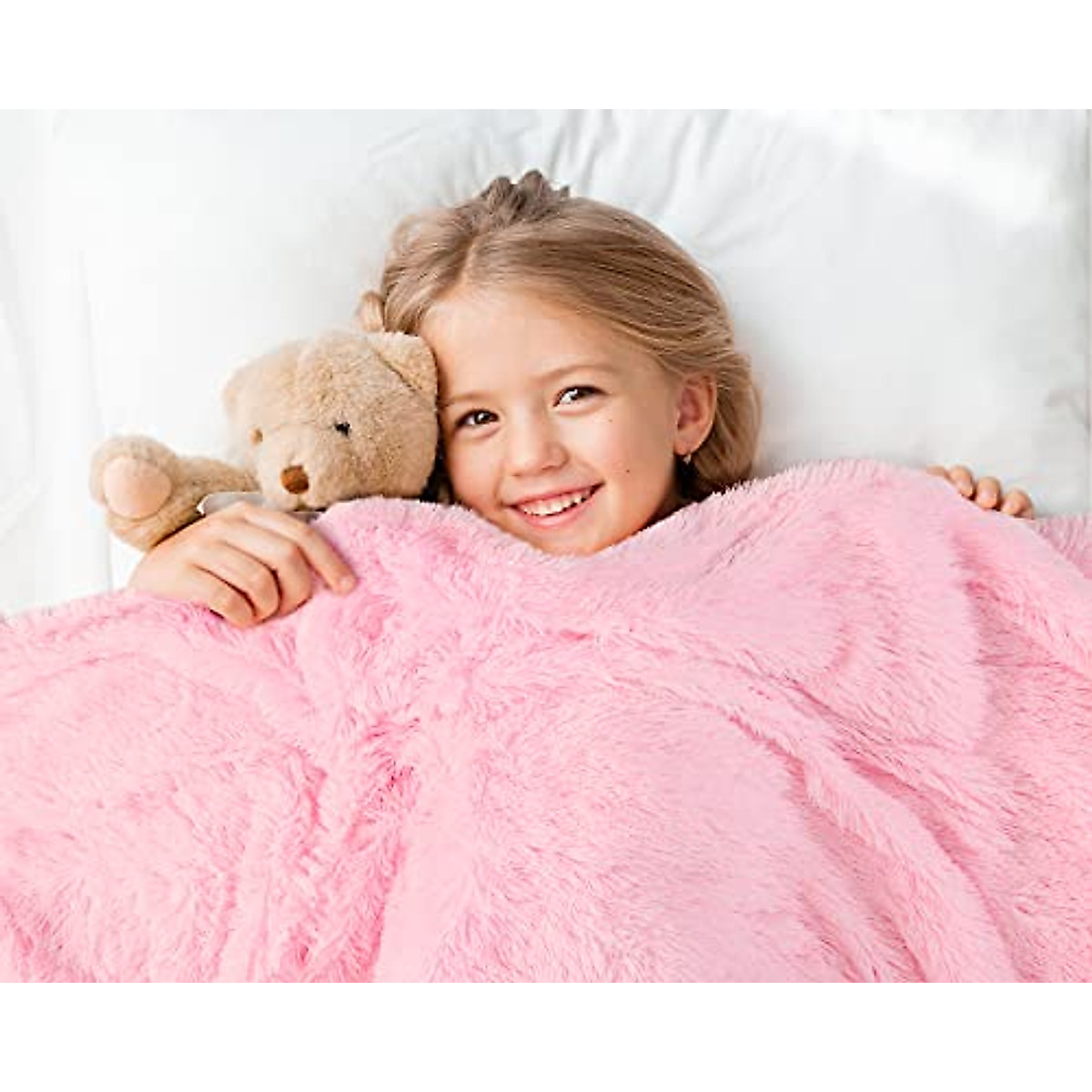 BENRON Light Pink Throw Blankets, Soft Shaggy Fuzzy Sherpa Blankets, Cute Baby Pink Blanket Throw, Cozy Fluffy Faux Fur Blankets for Bed Couch Sofa Washable, 50"x60"
